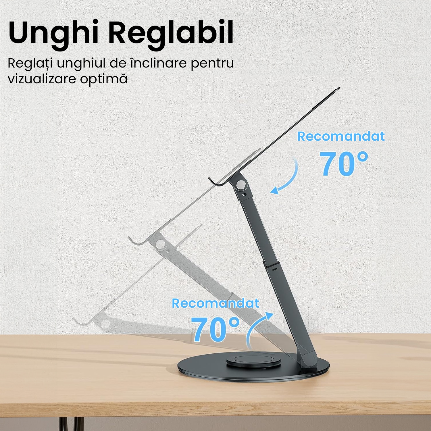 Suport laptop ergonomic pentru birou, baza cu rotatie 360°, pliabil ...
