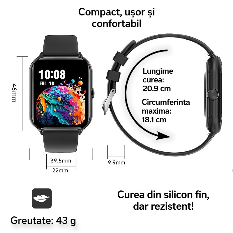 Ceas smartwatch, G35, fitness, sport, rezistent apa, notificari, meteo ...