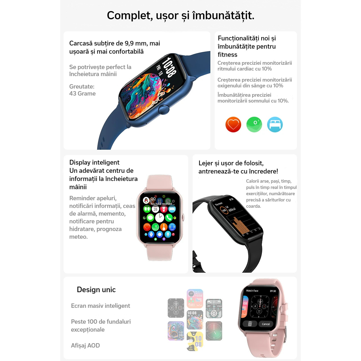 Ceas smartwatch, G35, fitness, sport, rezistent apa, notificari, meteo ...