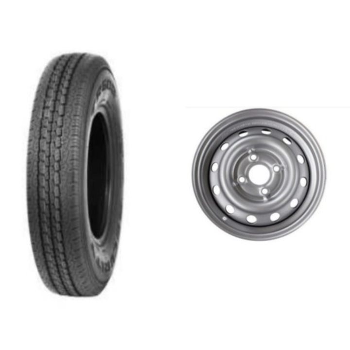 Roata Completa, Janta Otel 4.5JX13 ET 30 + Anvelopa Remorca Security ...