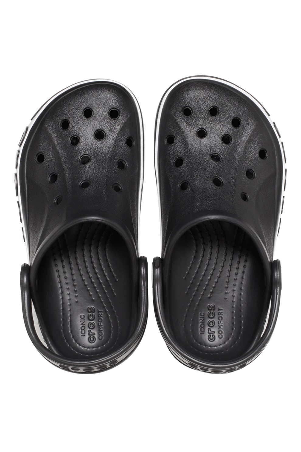 Crocs, Saboti slingback cu logo in relief pe talpa, Negru, Alb, 24-25 ...
