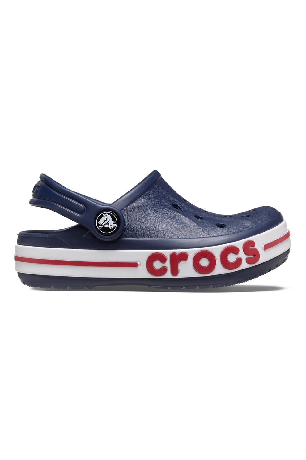 Crocs, Saboti slingback cu logo in relief pe talpa, Alb, Albastru ...