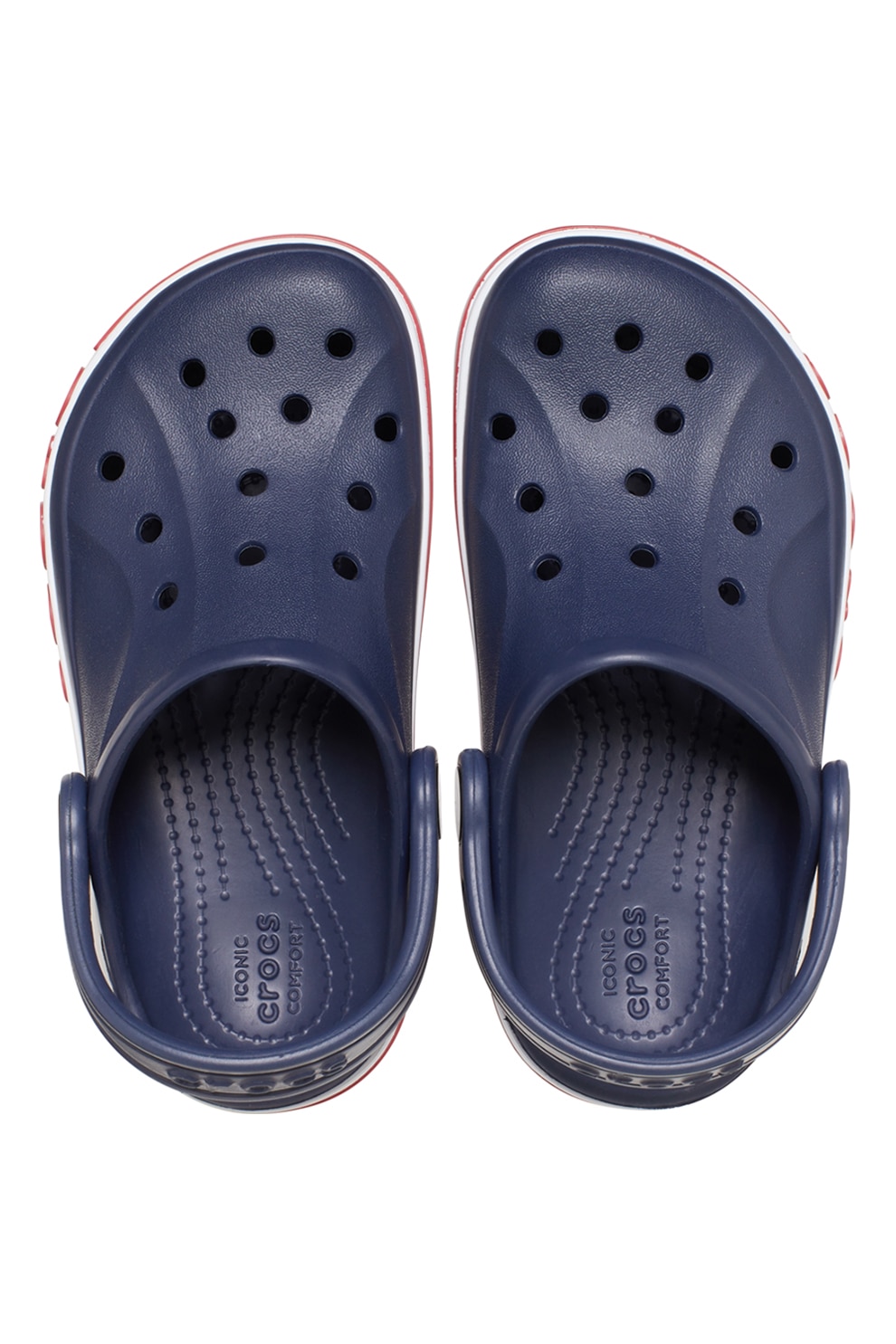 Crocs, Saboti slingback cu logo in relief pe talpa, Alb, Albastru ...