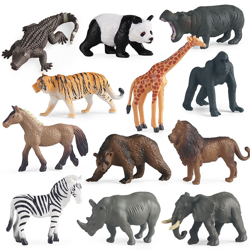 Set Figurine Animale salbatice din padure, 12 piese, PVC, 5-7 cm ...