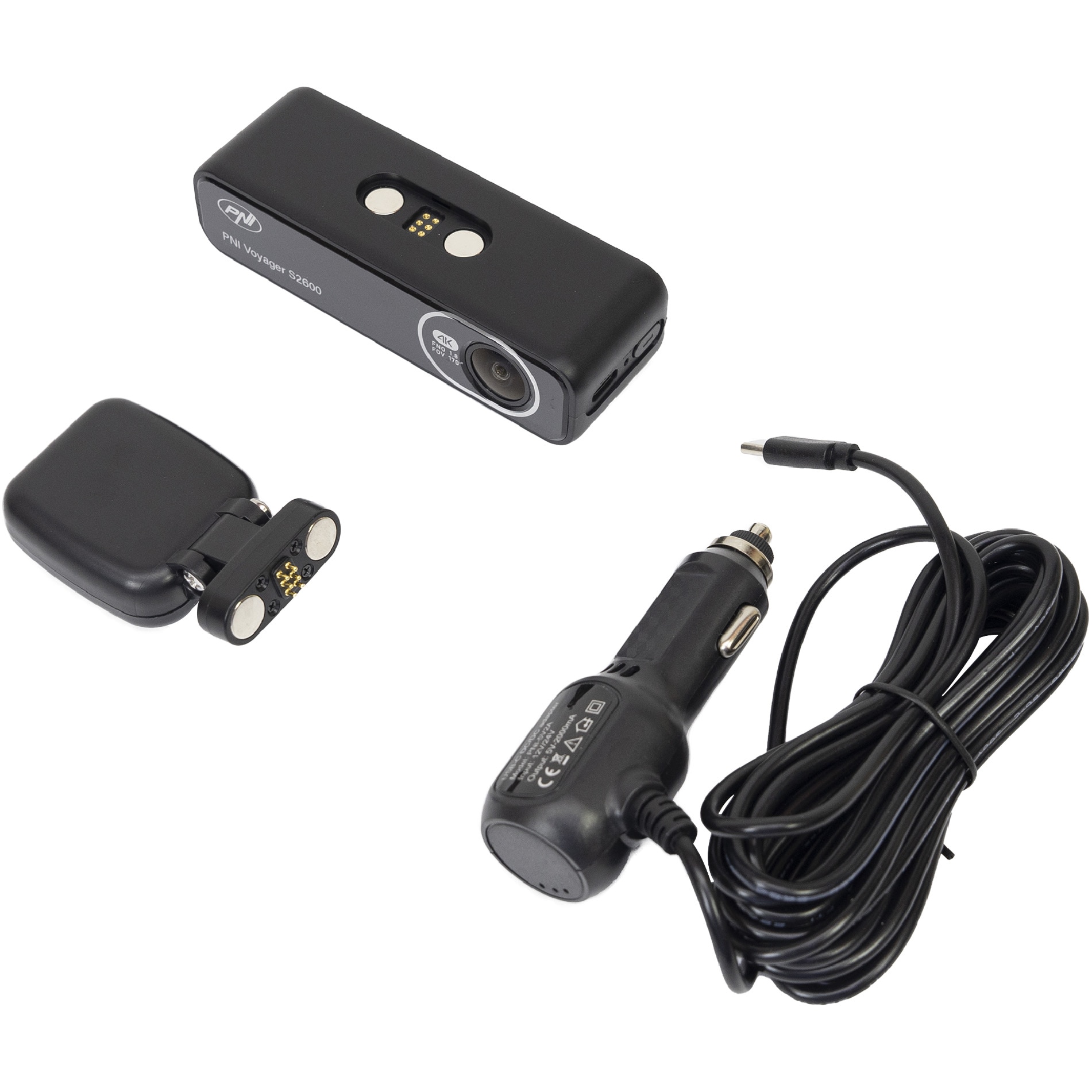 Camera auto DVR PNI Voyager S2600 WiFi, 4K Ultra HD, GPS, fara display ...