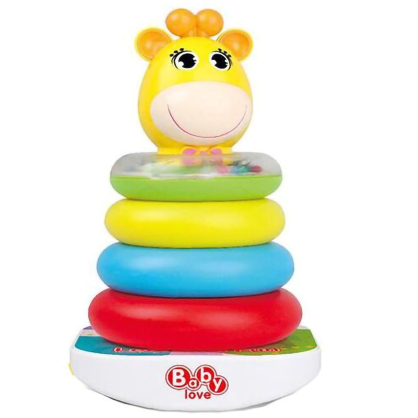 Jucarie Interactiva Bebelusi, Miraza, Piramida cu 4 Inele de Stivuit ...