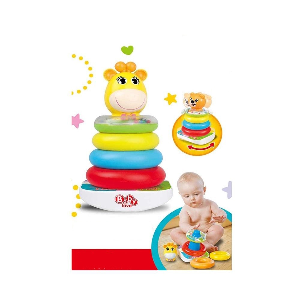 Jucarie Interactiva Bebelusi, Miraza, Piramida cu 4 Inele de Stivuit ...