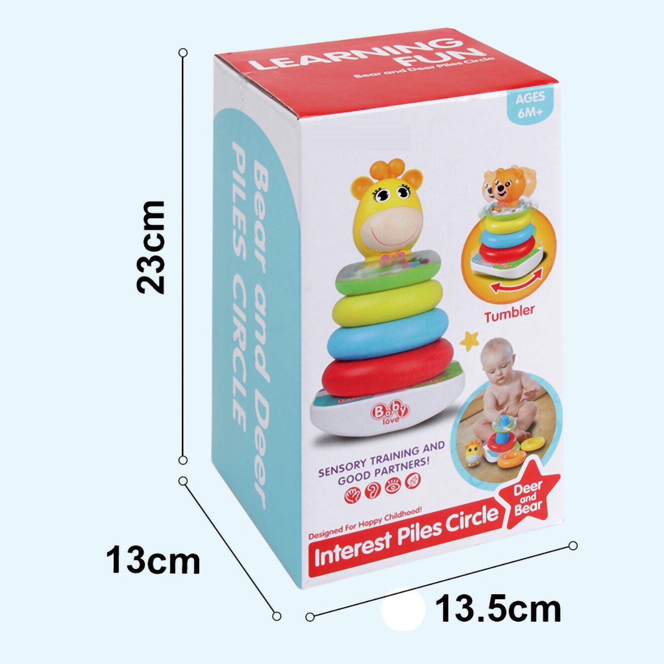 Jucarie Interactiva Bebelusi, Miraza, Piramida cu 4 Inele de Stivuit ...