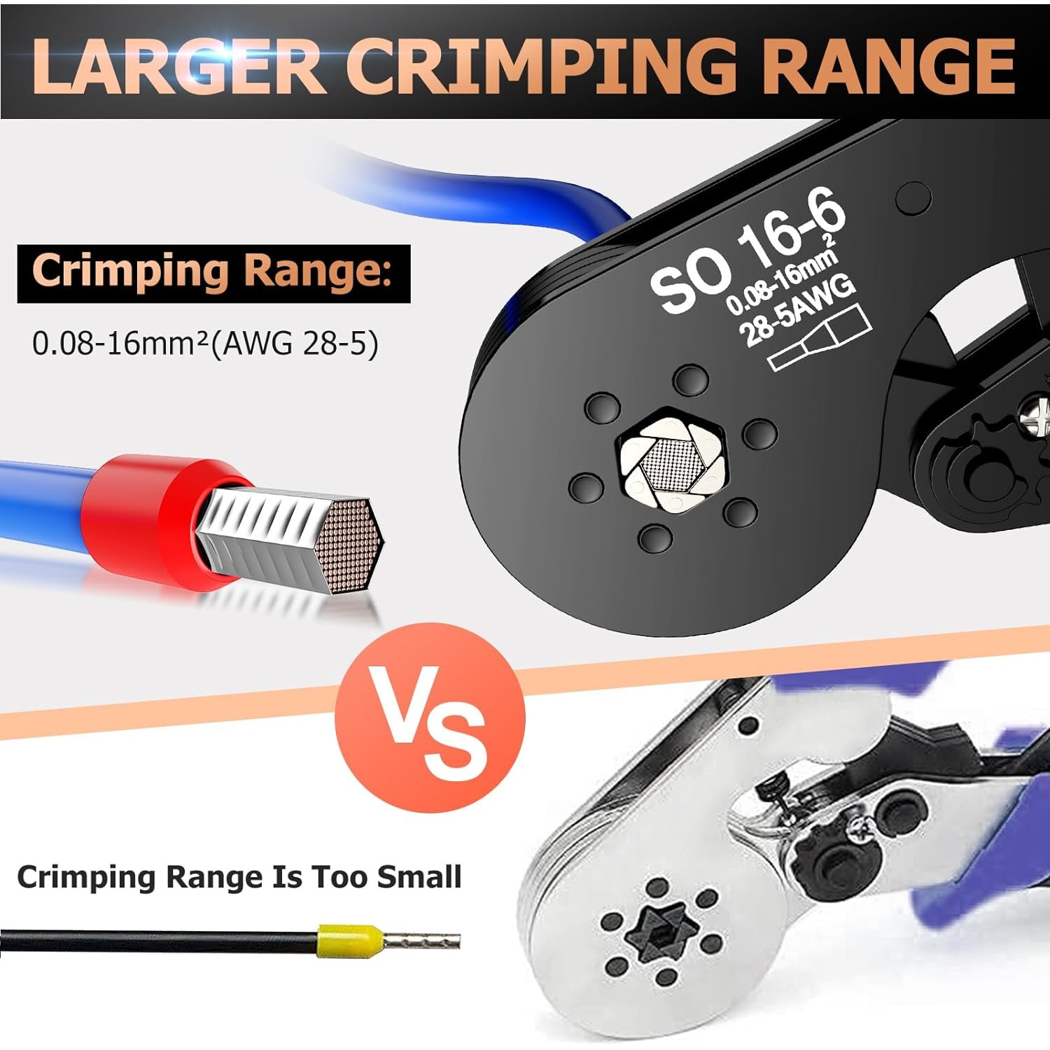 Set cleste de sertizat hexagonal pini connectori cu 1200 bucati ...