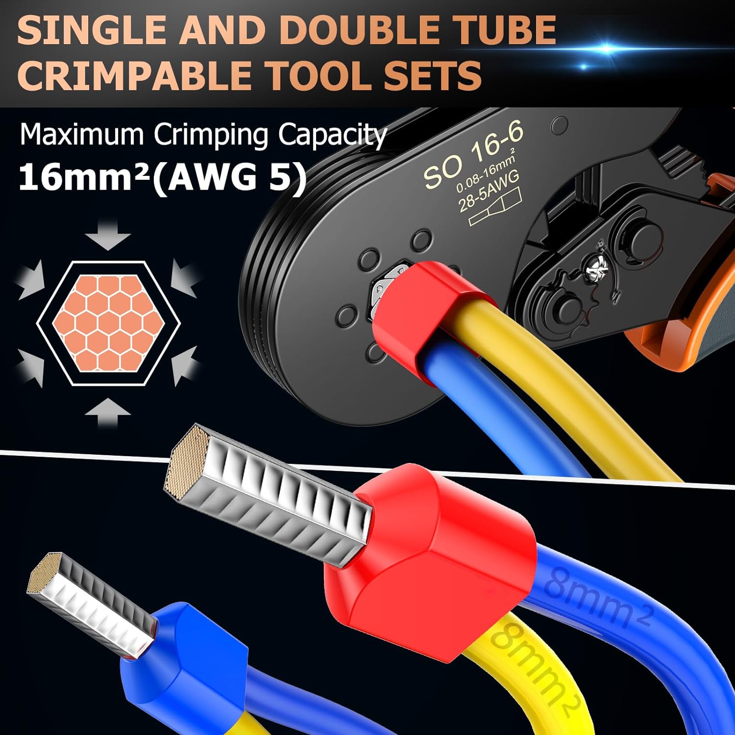 Set cleste de sertizat hexagonal pini connectori cu 1200 bucati ...
