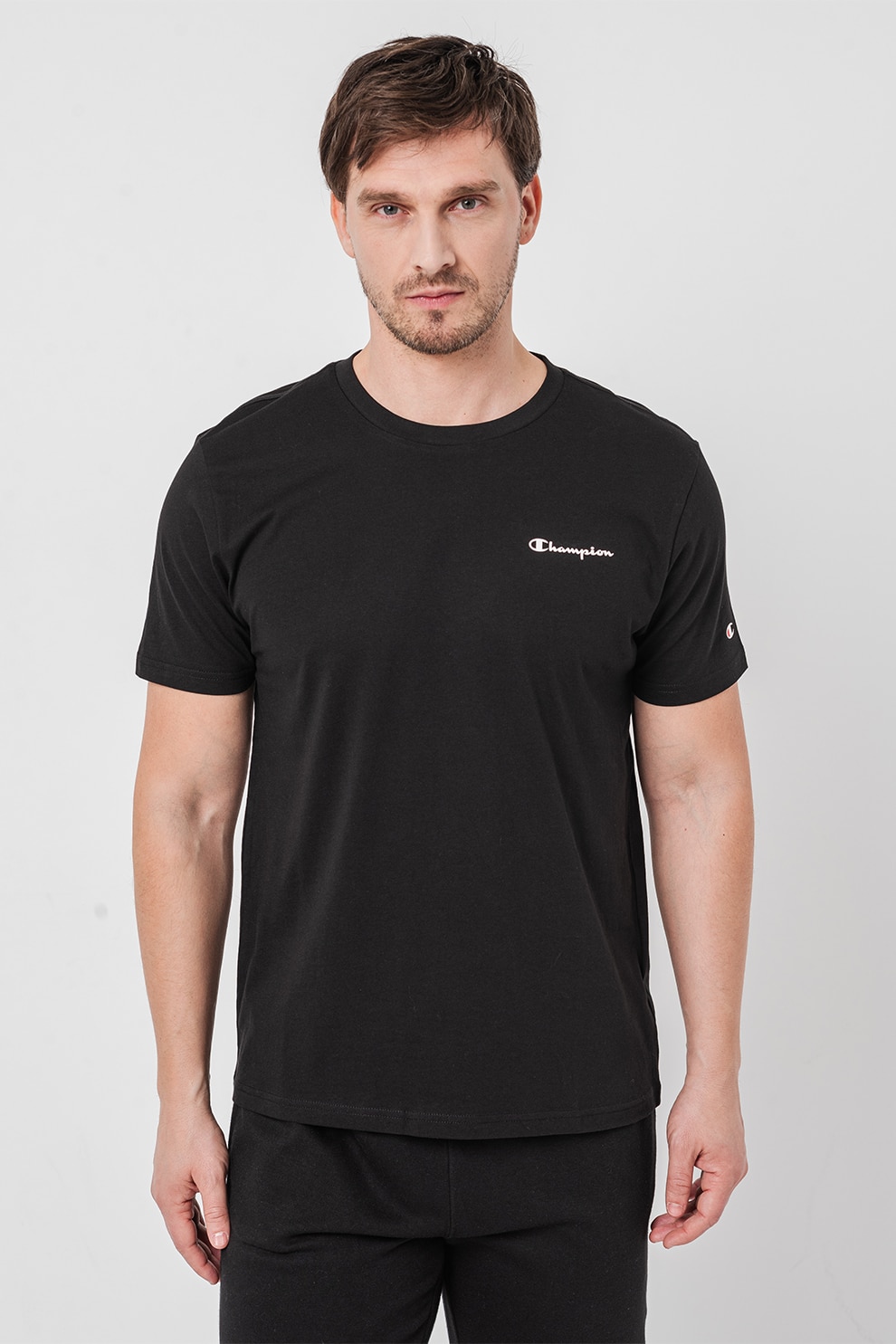 Champion, Tricou din bumbac cu detalii logo Basic, Negru, S - eMAG.ro