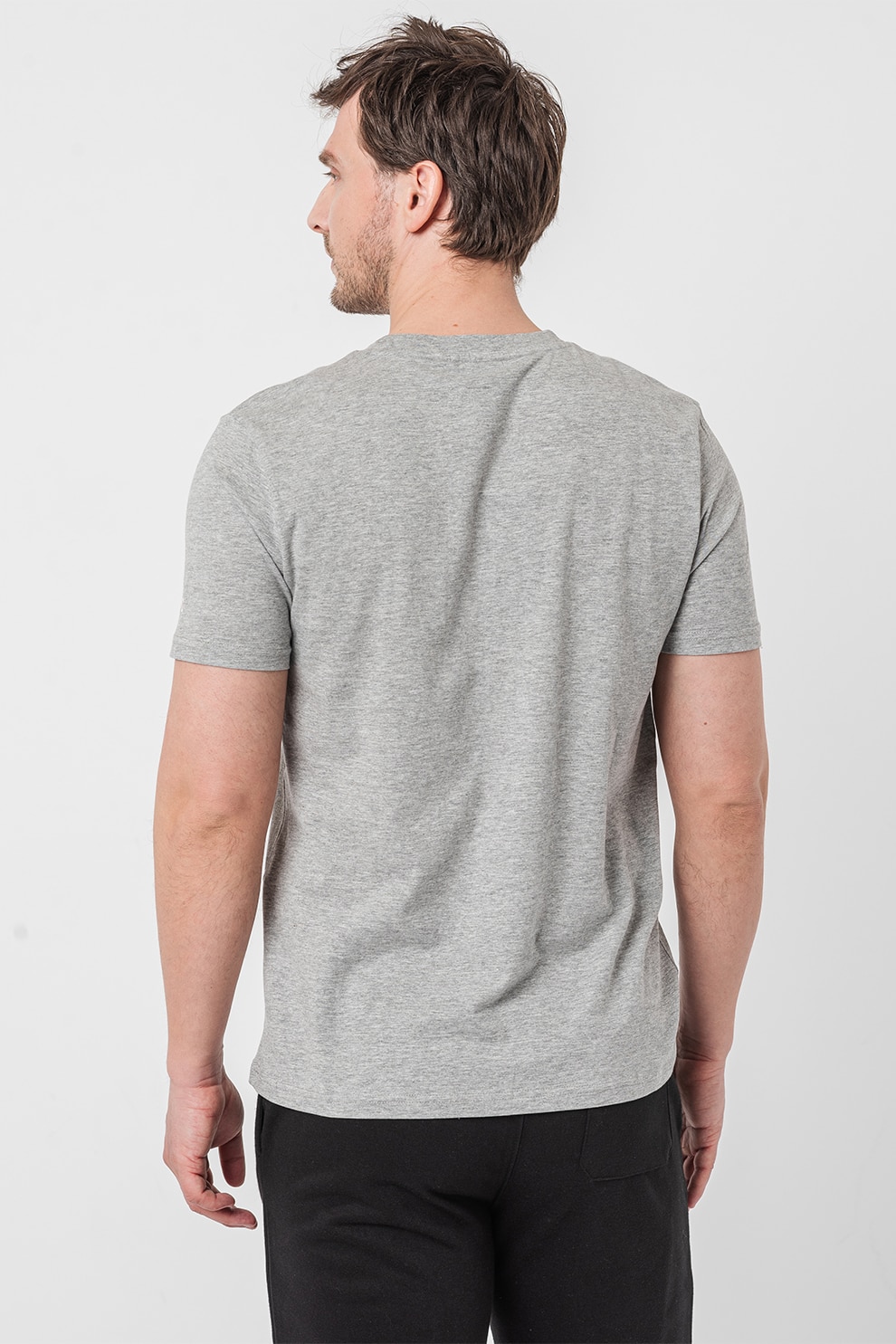 Champion, Tricou din bumbac cu detalii logo Basic, Gri melange, L - eMAG.ro