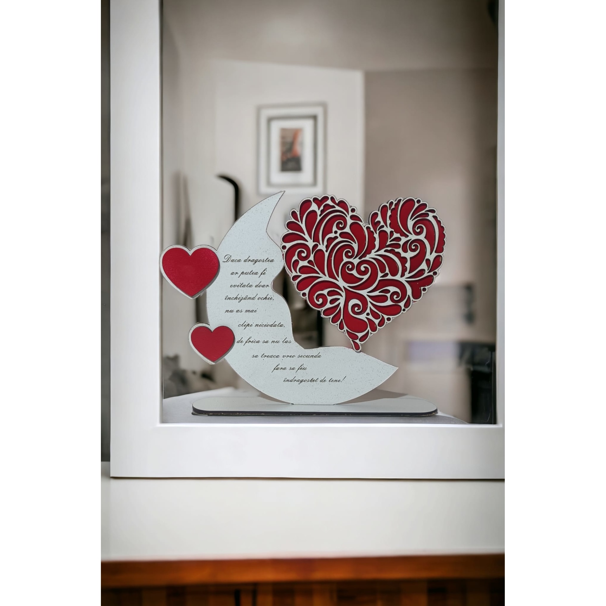 Placheta inimioara cu mesaj pentru iubita Valentine's Day, 15x20cm mdf ...