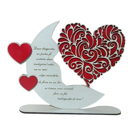 Placheta inimioara cu mesaj pentru iubita Valentine's Day, 15x20cm mdf ...