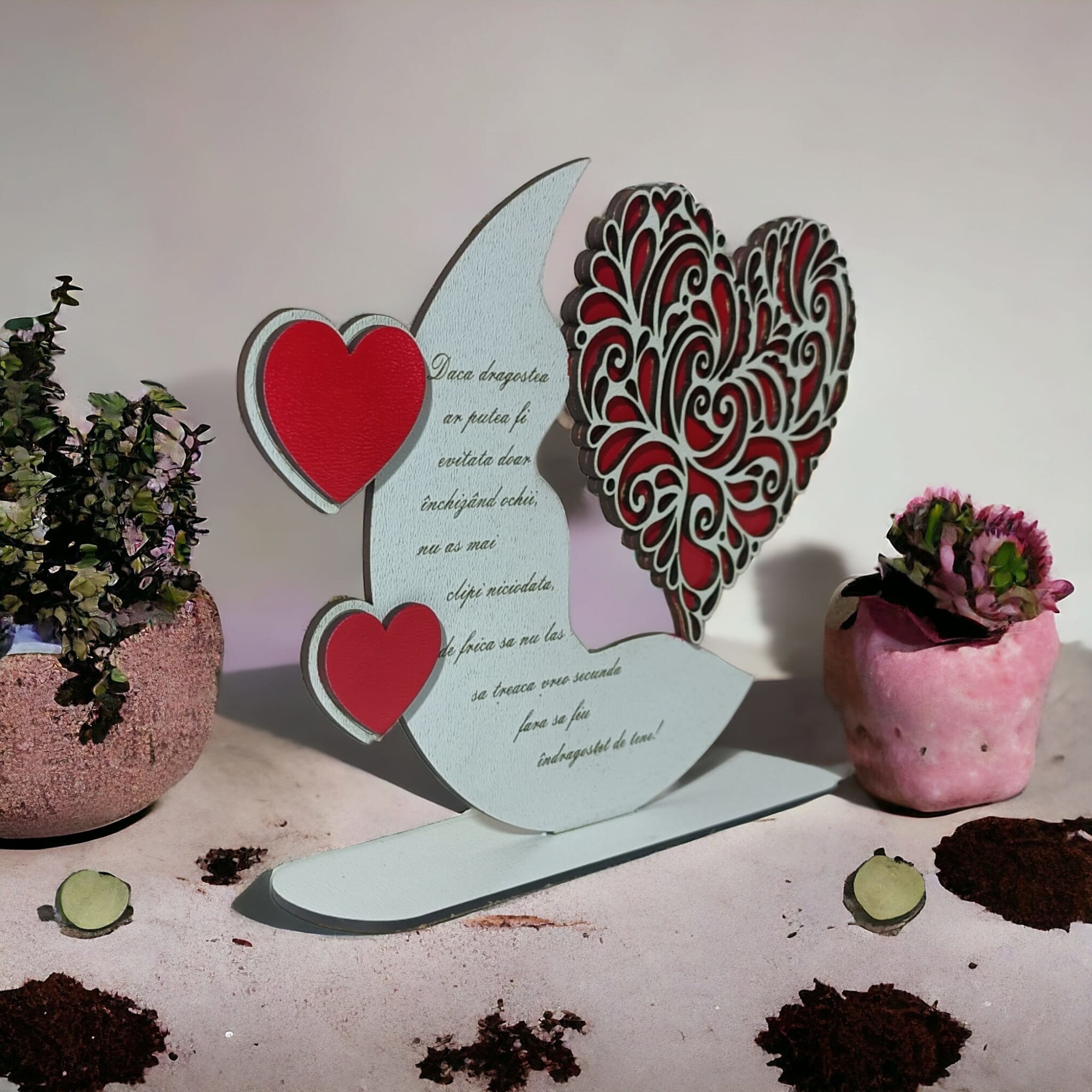 Placheta inimioara cu mesaj pentru iubita Valentine's Day, 15x20cm mdf ...