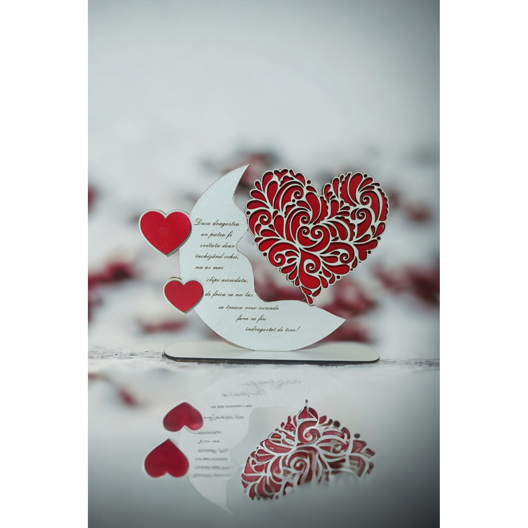 Placheta inimioara cu mesaj pentru iubita Valentine's Day, 15x20cm mdf ...