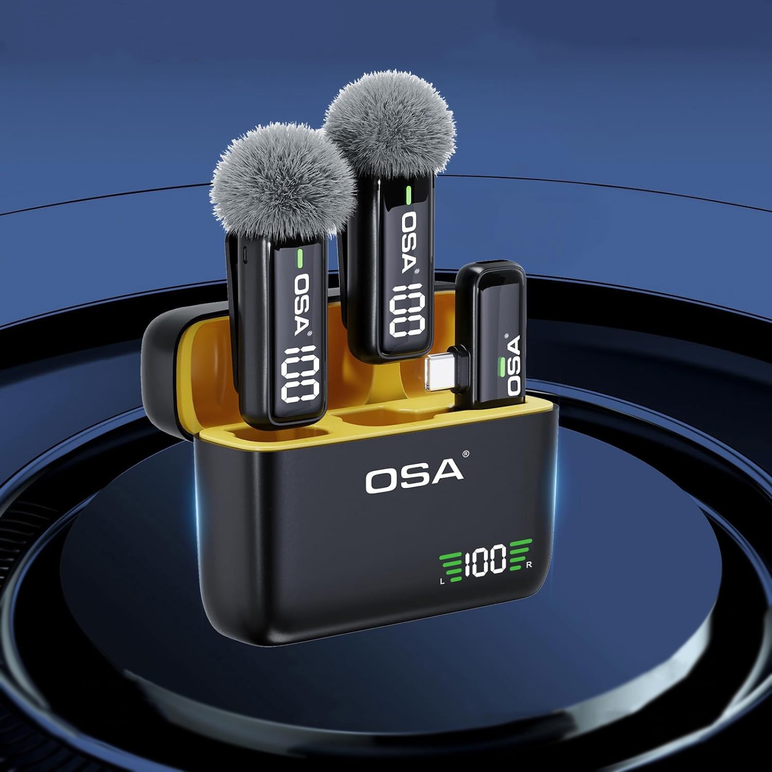 Set 2 microfoane wireless profesionale OSA K6 cu carcasa de incarcare ...