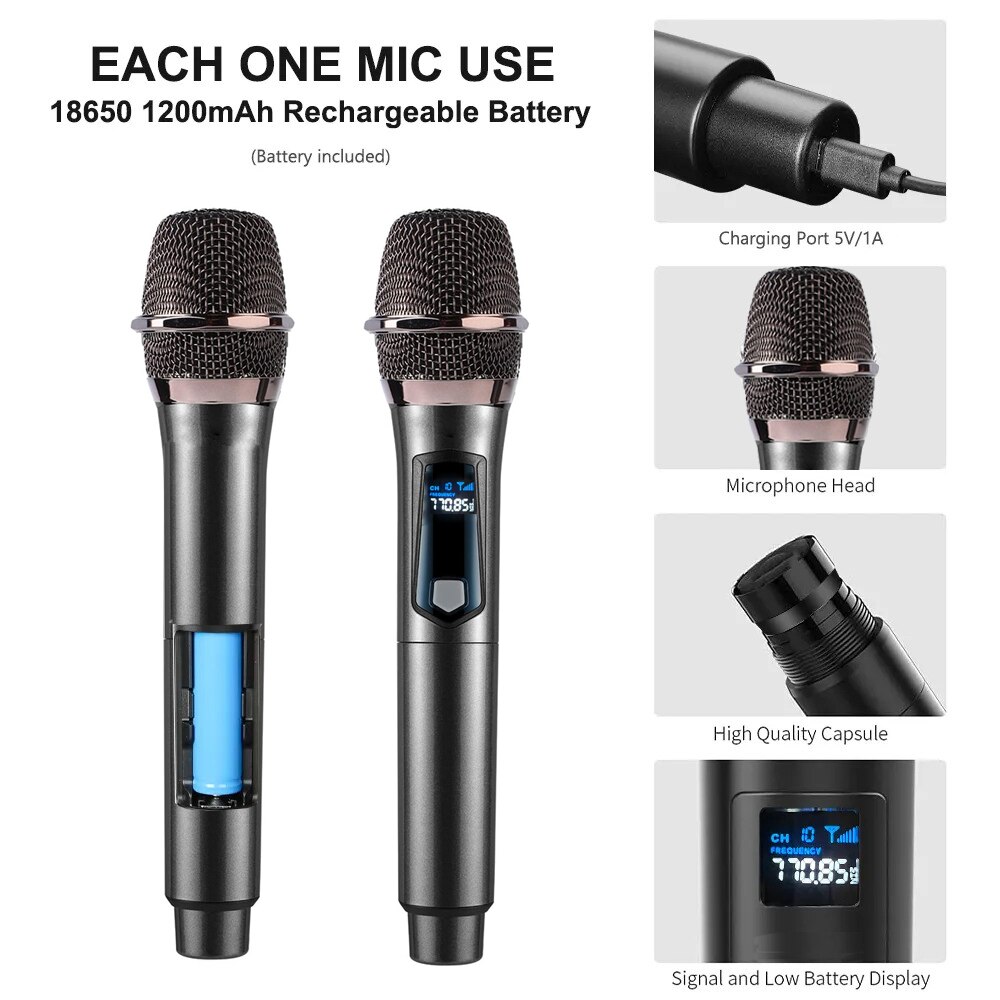 Set 2 microfoane wireless profesionale, weirsuky™, omnidirectionale ...