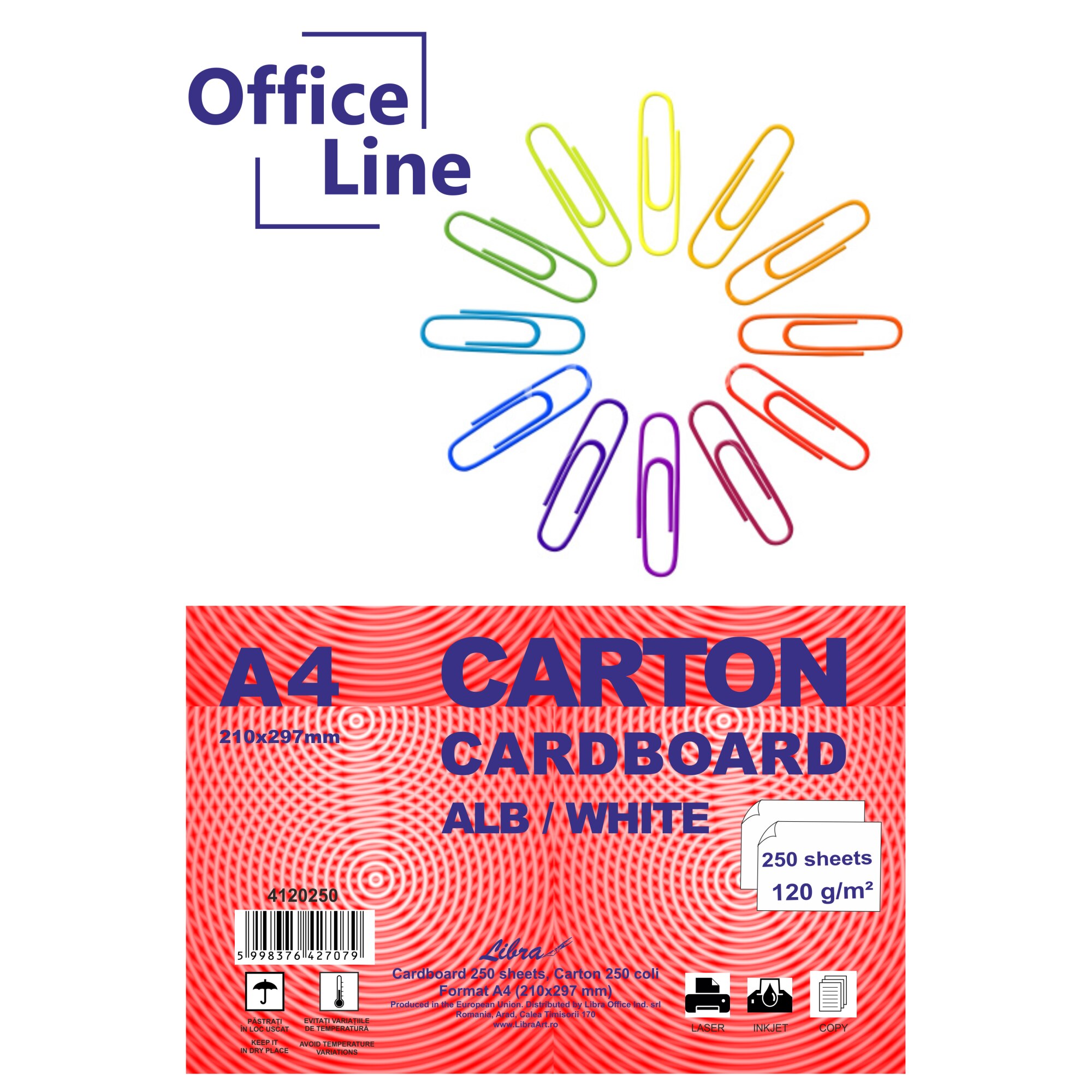 Carton A4 alb 120GR top 250 coli OFFICE LINE - eMAG.ro