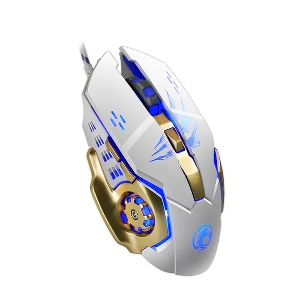 Mouse gaming cu fir Apedra A8, 3200 dpi, 6 butoane, RGB, Alb - eMAG.ro