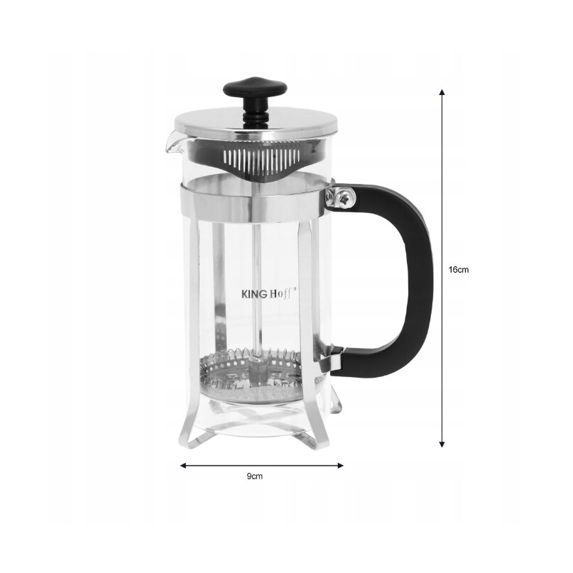 Infuzor din sticla si inox, cu presa, 0.35L, pentru ceai. Kinghoff ...