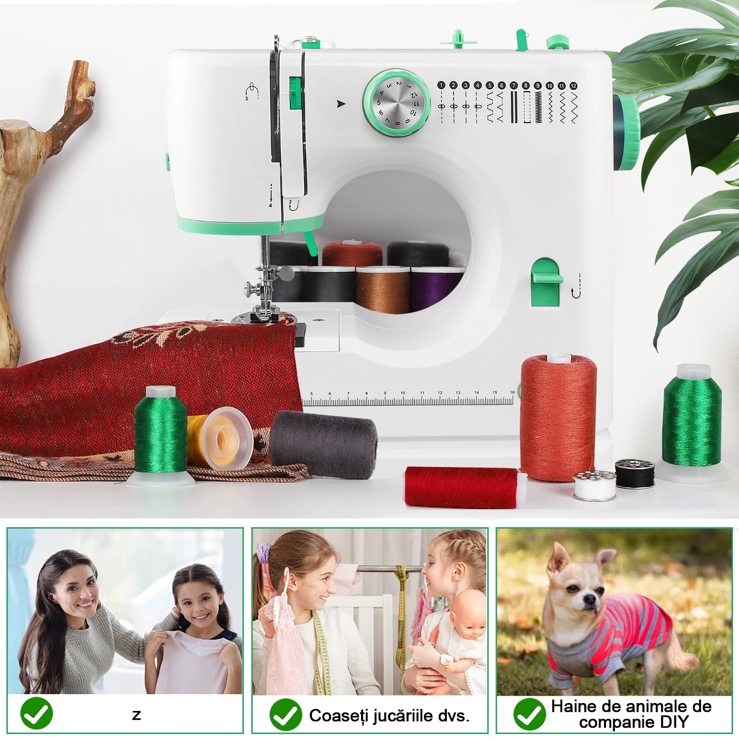 Masina de cusut, Xinxu, Filet automat, Cu cusatura inversa si 12 ...