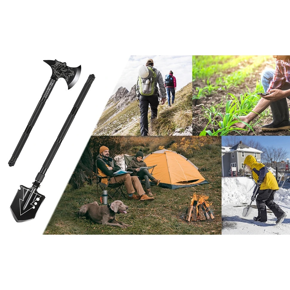 Set, lopata pliabila, topor, portabil, unelte multifunctionale, negru ...