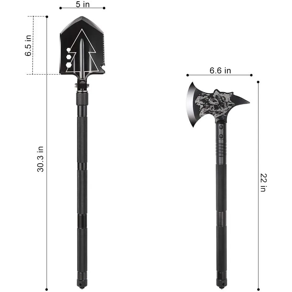Set, lopata pliabila, topor, portabil, unelte multifunctionale, negru ...