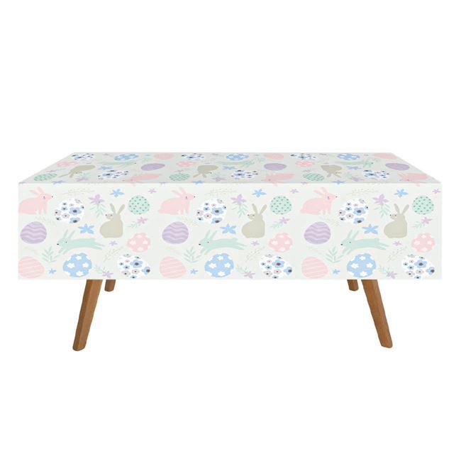 Fata de Masa din Plastic Alba, imprimeu Iepurasi Oua de Paste ...