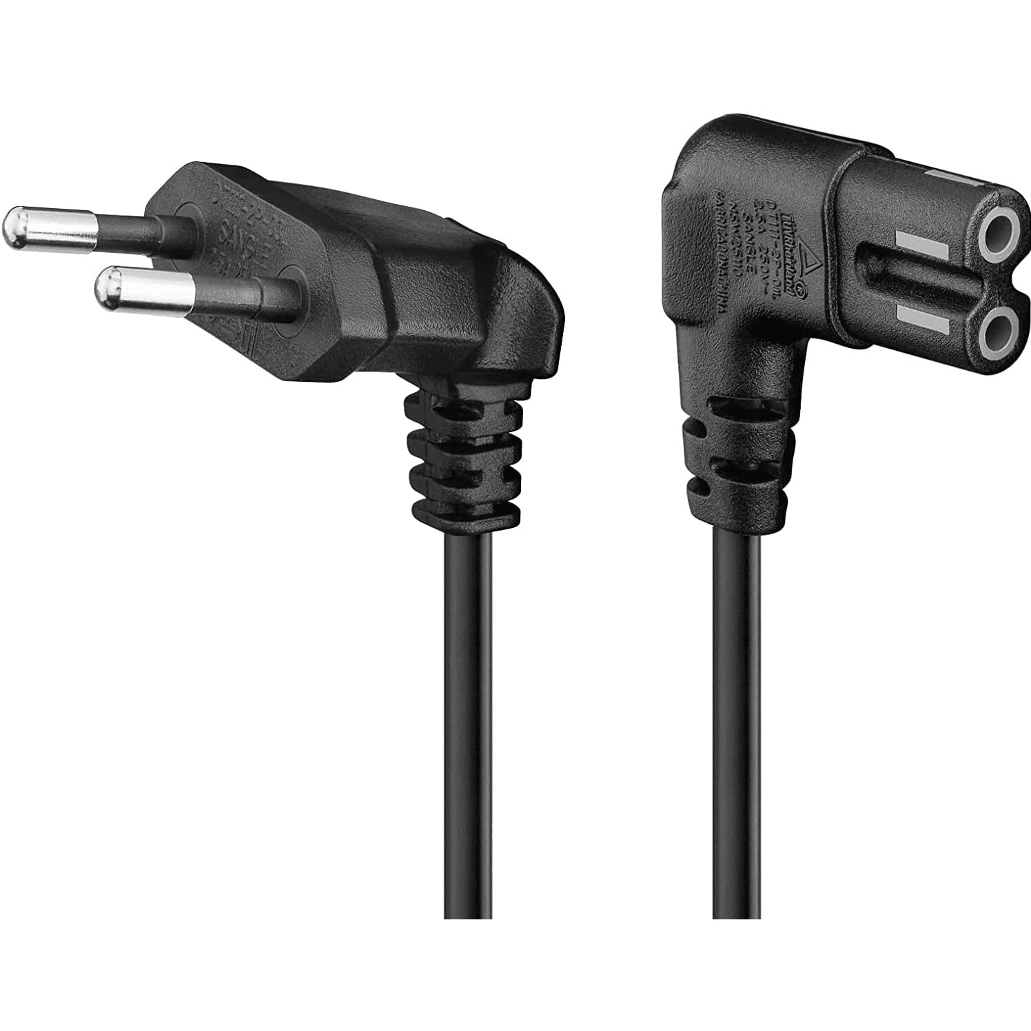 Cablu alimentare Euro C7, unghi de 90 grade, compatibil cu TV LED, 1.5 ...
