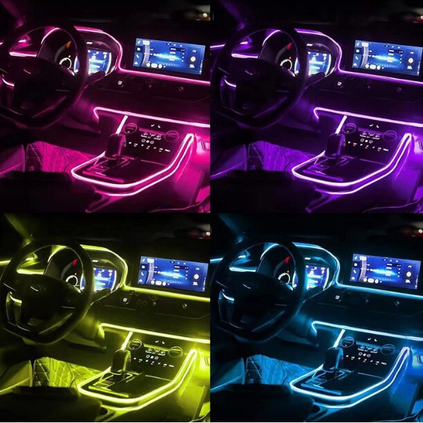 Banda LED auto RGB, BZRSH, lumina ambientala, 6 metri, aplicatie mobil ...
