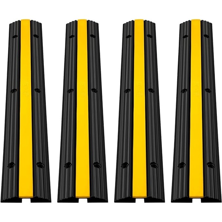 Set de 4 rampe de protectie cabluri, cu 1 canal, din cauciuc, 102 x 15 ...