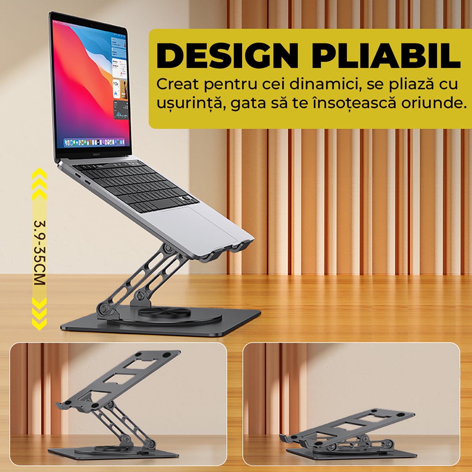 Suport laptop ergonomic, portabil, reglabil, pentru laptop si tableta ...