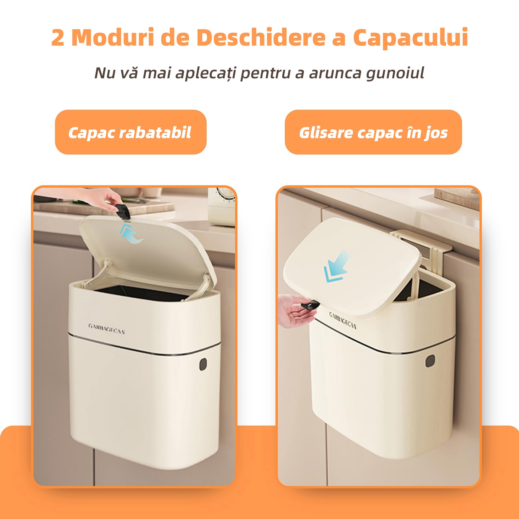 Cos de gunoi, Plastic, 28x15x25cm, 10l, Crem - eMAG.ro