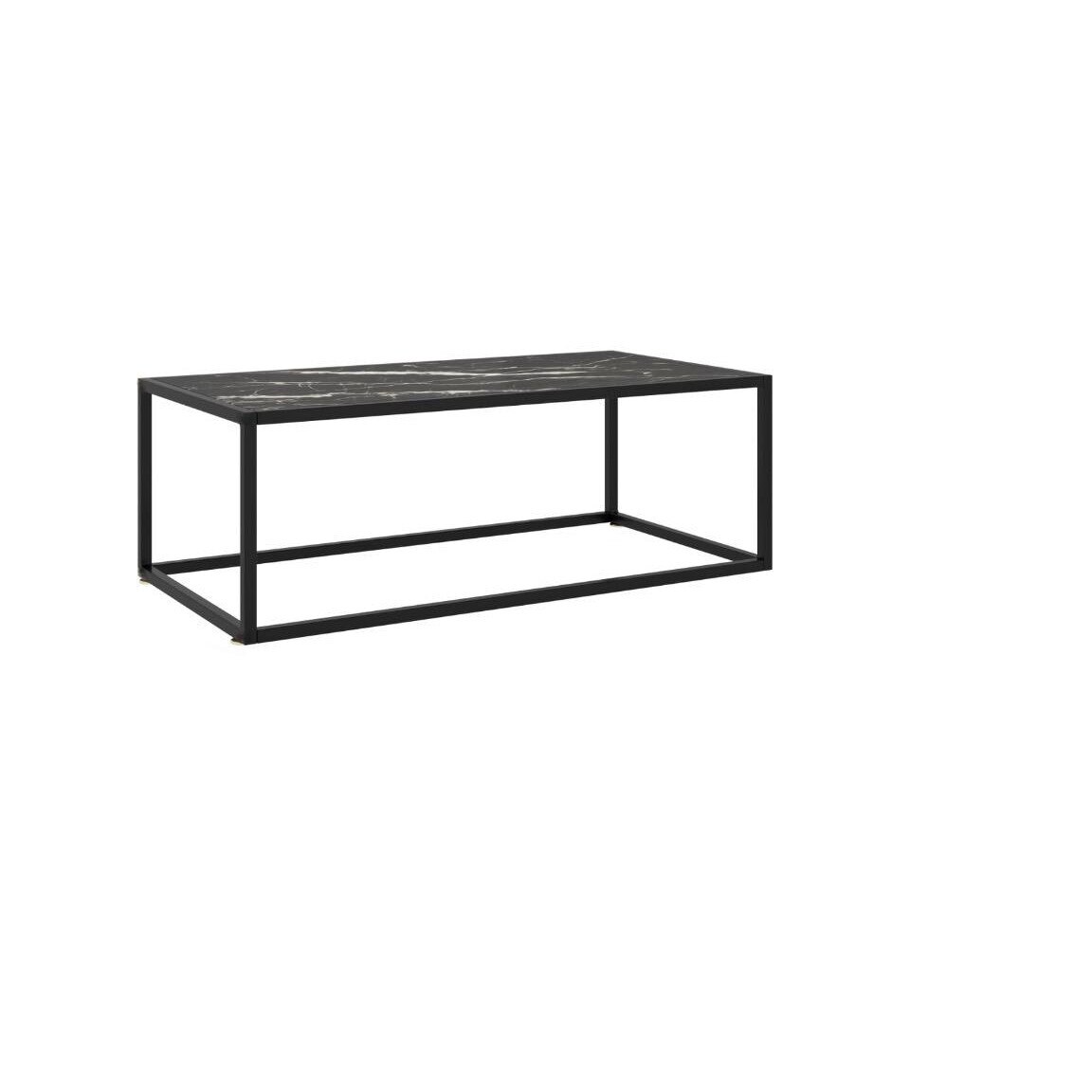 Masa de cafea/ceai cu blat din sticla neagra marmorata, Sticla, 100 x ...