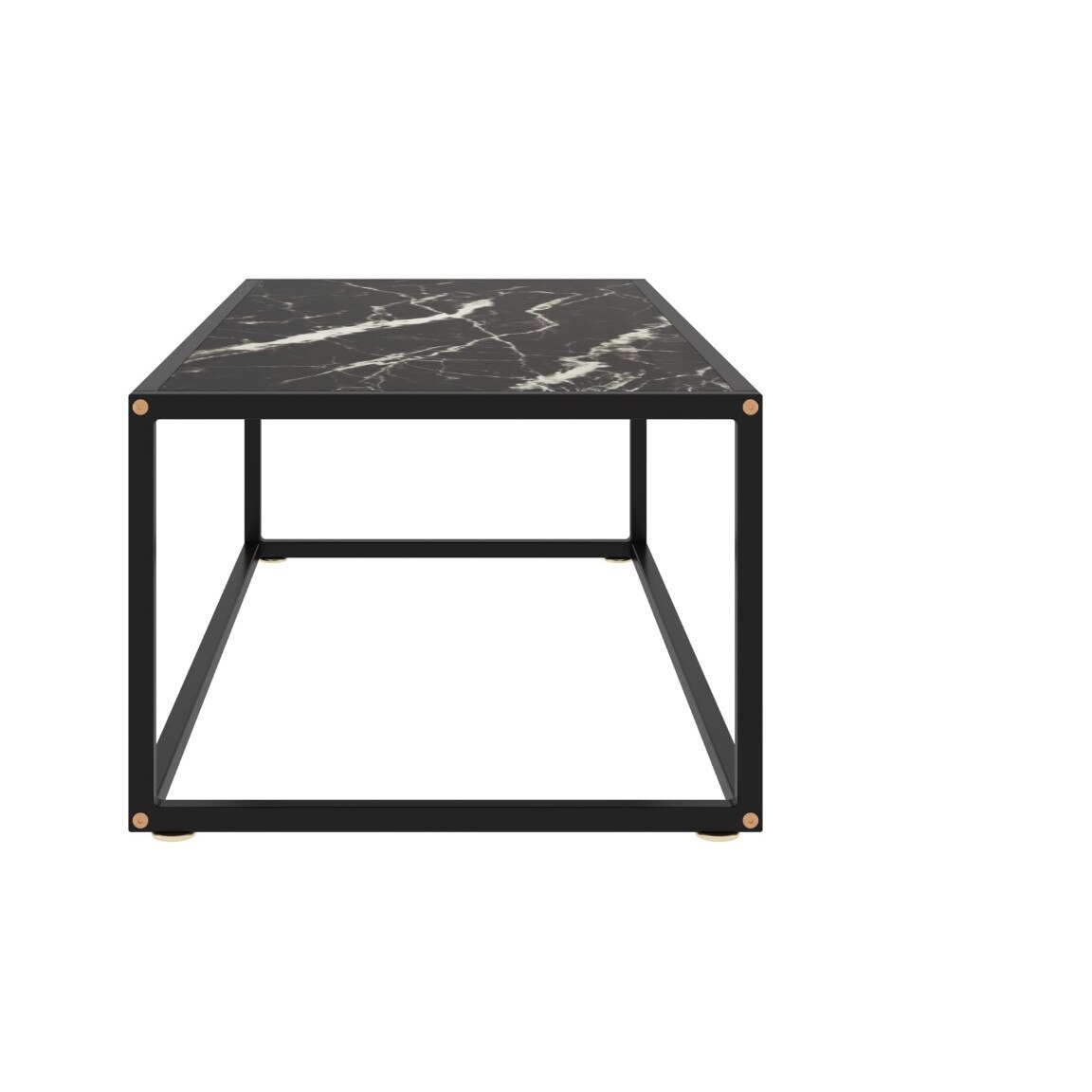 Masa de cafea/ceai cu blat din sticla neagra marmorata, Sticla, 100 x ...