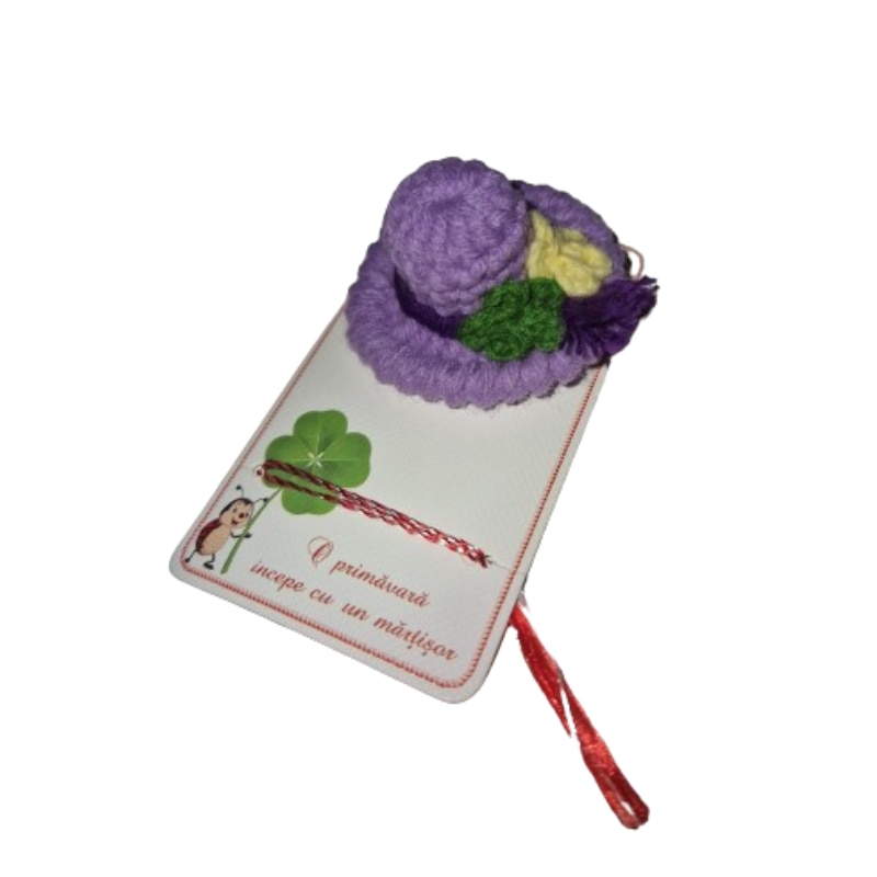 Martisor Handmade, Model Palarie, Crosetat manual, Mov - eMAG.ro