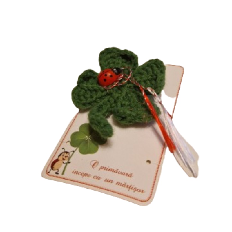 Martisor Handmade, Model Trifoi, Crosetat manual, Verde - eMAG.ro