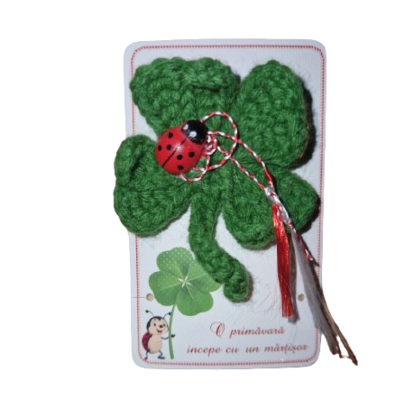 Martisor Handmade, Model Trifoi, Crosetat manual, Verde - eMAG.ro