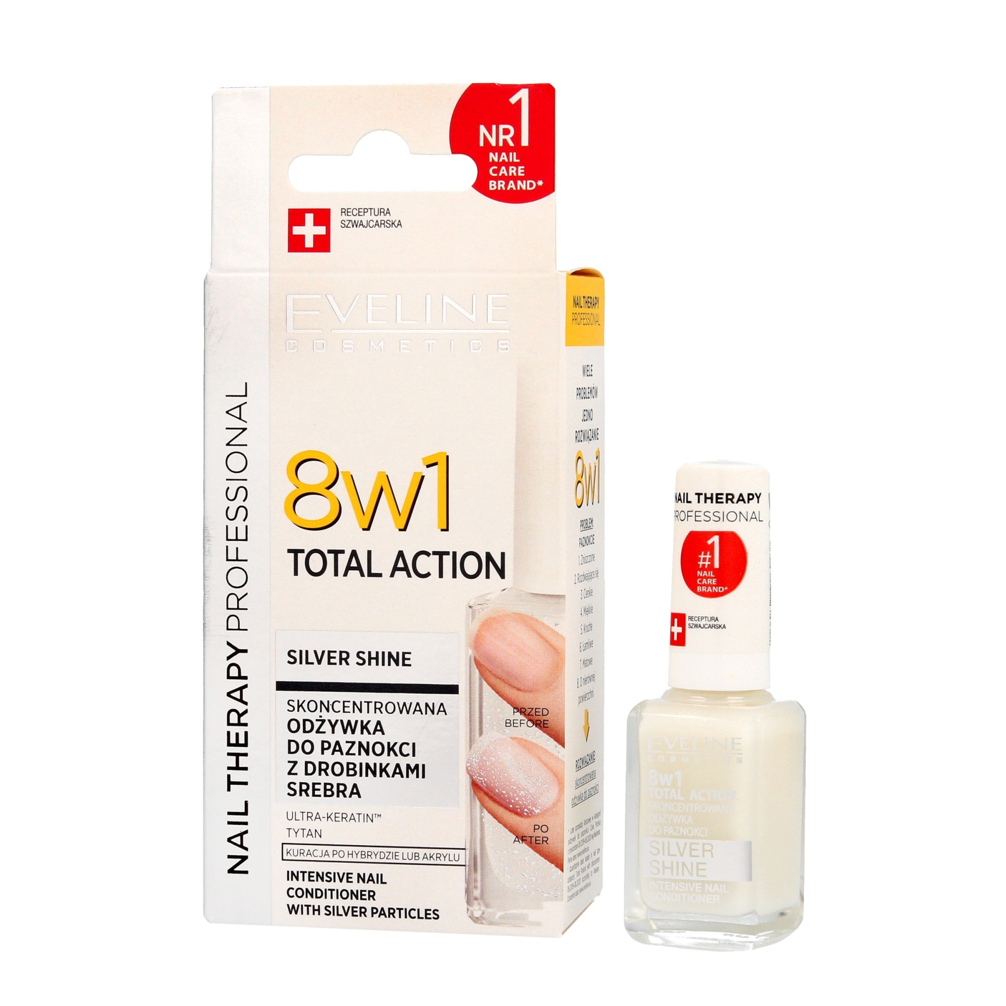 Лак за нокти 8in1, Eveline Cosmetics, Shine/Hydration, Transparent, 12 ...