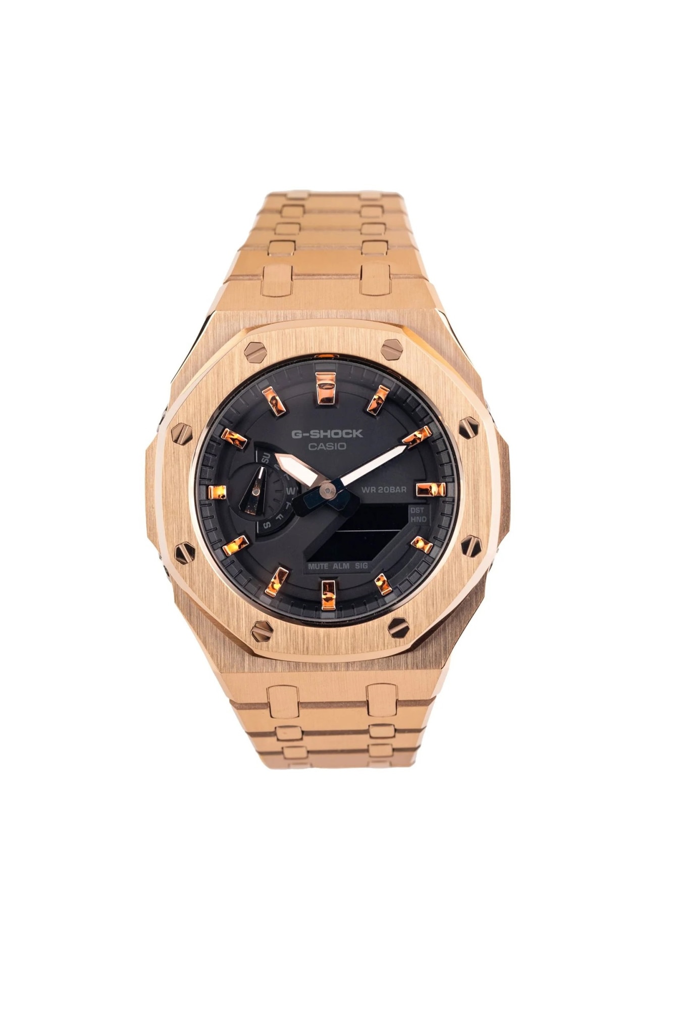 Ceas Casio G-Shock Mod CasiOak, Bratara Metal Integrata, Digital, Rose ...