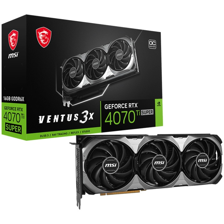 Placa video MSI GeForce RTX™ 4070 Ti SUPER VENTUS 3X OC, 16GB GDDR6X ...