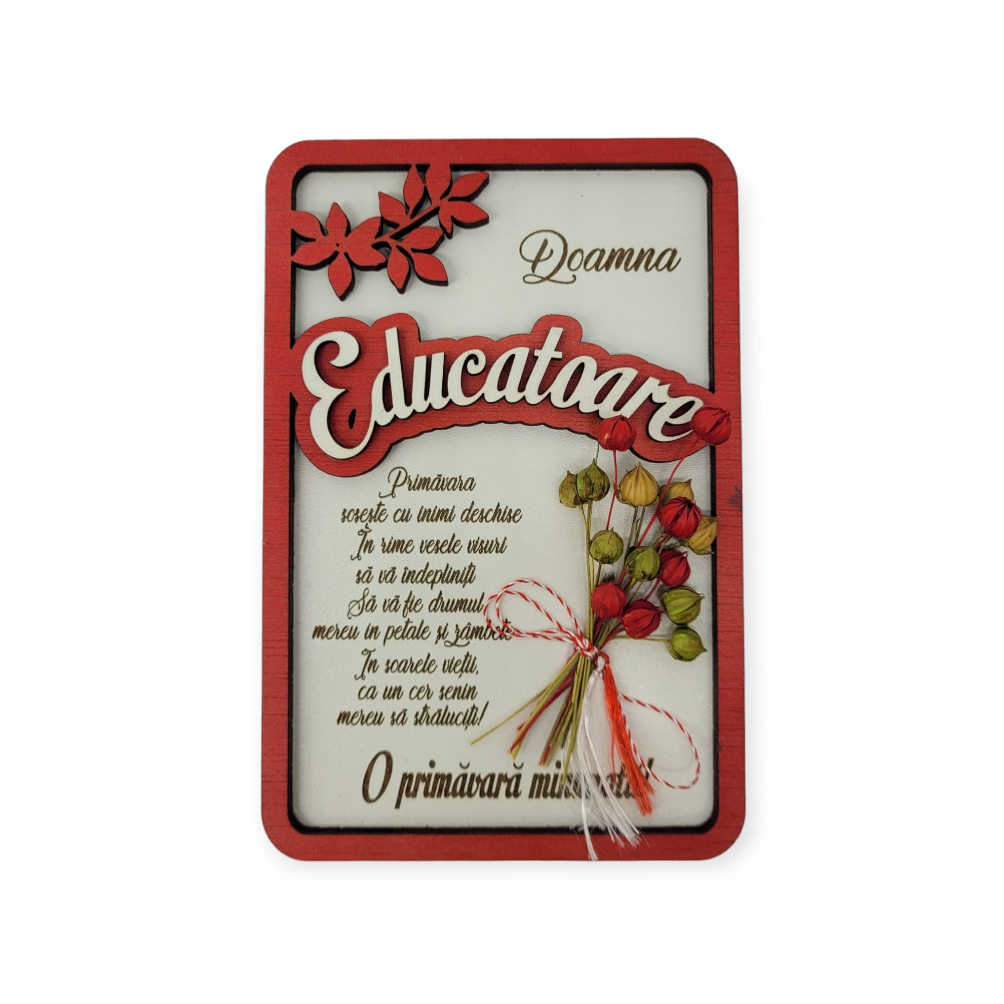Martisor tip felicitare cu magnet pentru EDUCATOARE, 10x15cm - eMAG.ro