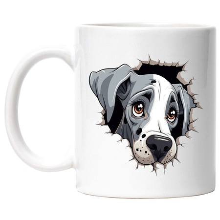 Bögre német doggal, kutya, házi kedvenc, illusztráció, légy a falon ...