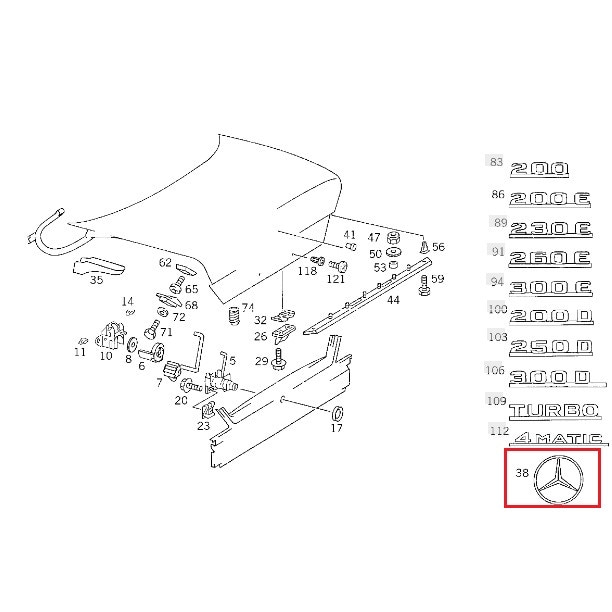 Emblema portbagaj pentru MERCEDES W124 W201 190, Mercedes, Argintiu ...