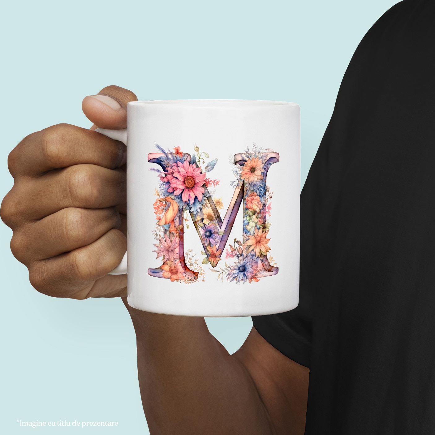 Cana cu litera "M", ilustratie, pentru copii, scoala, elev, flori ...