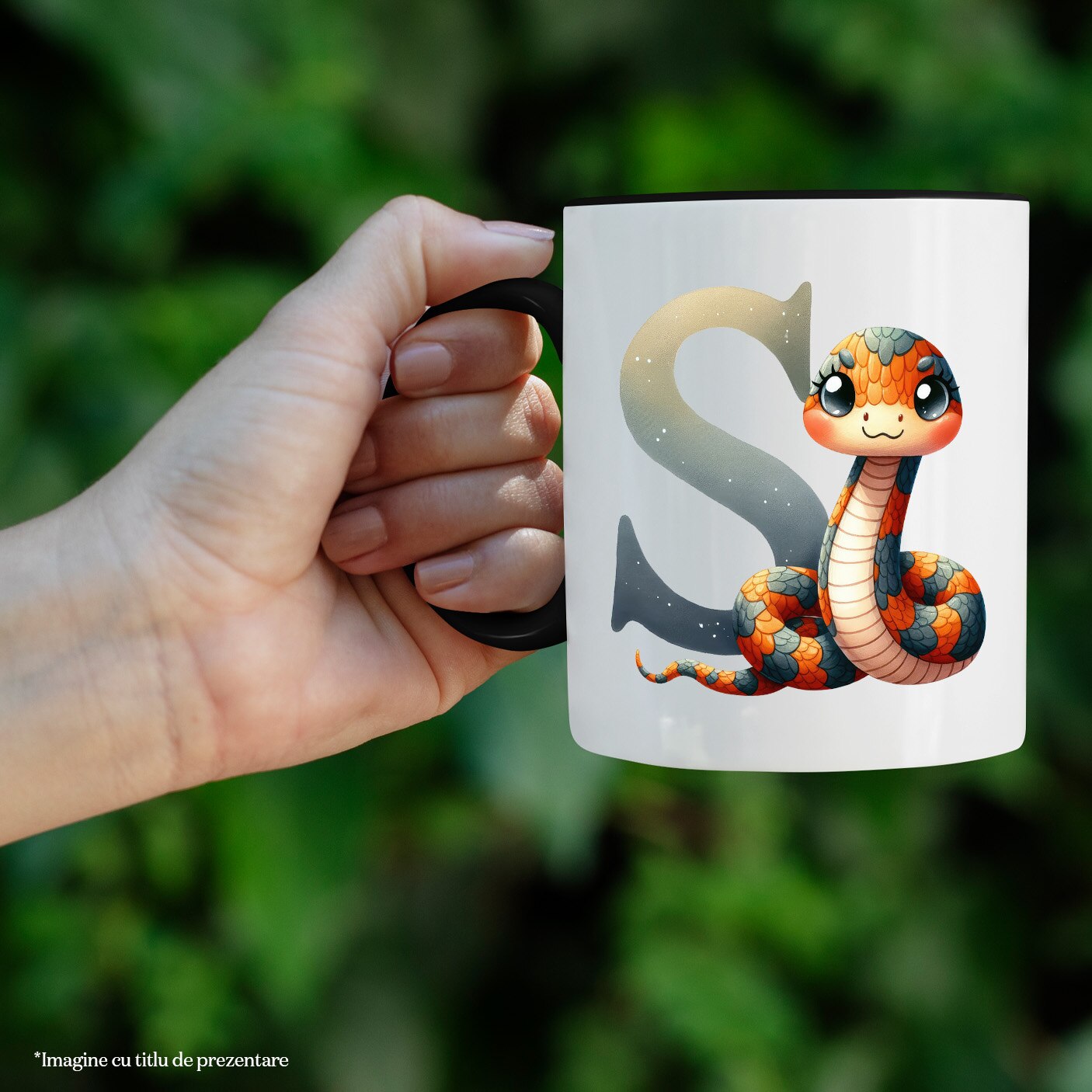 Cana cu un sarpe cu litera "S", ilustratie, pentru copii, scoala, elev ...