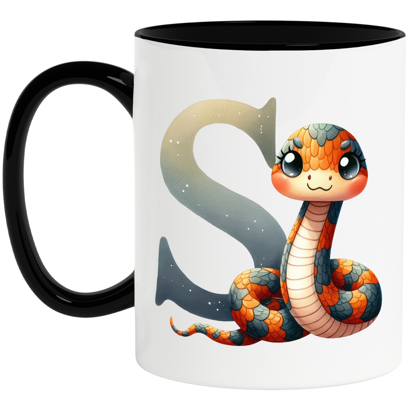 Cana cu un sarpe cu litera "S", ilustratie, pentru copii, scoala, elev ...