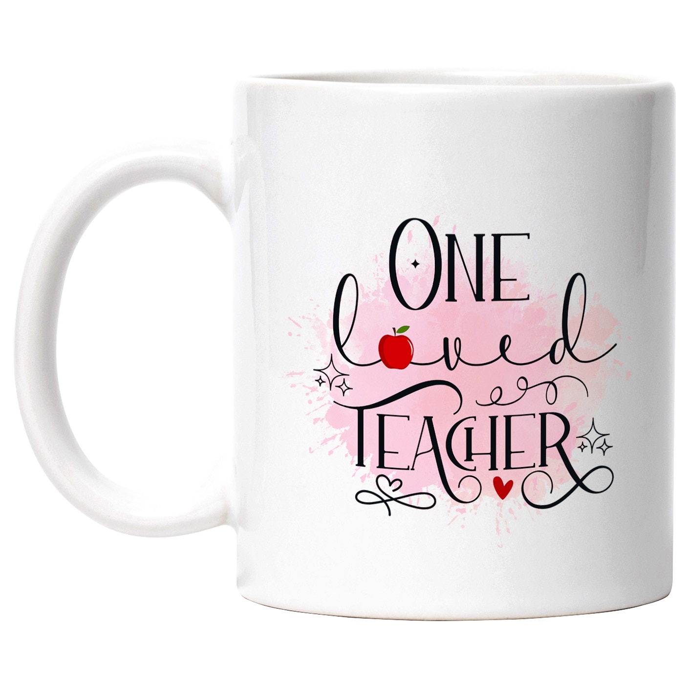 Cana cu mesajul "One loved teacher", ilustratie, scoala, elevi ...
