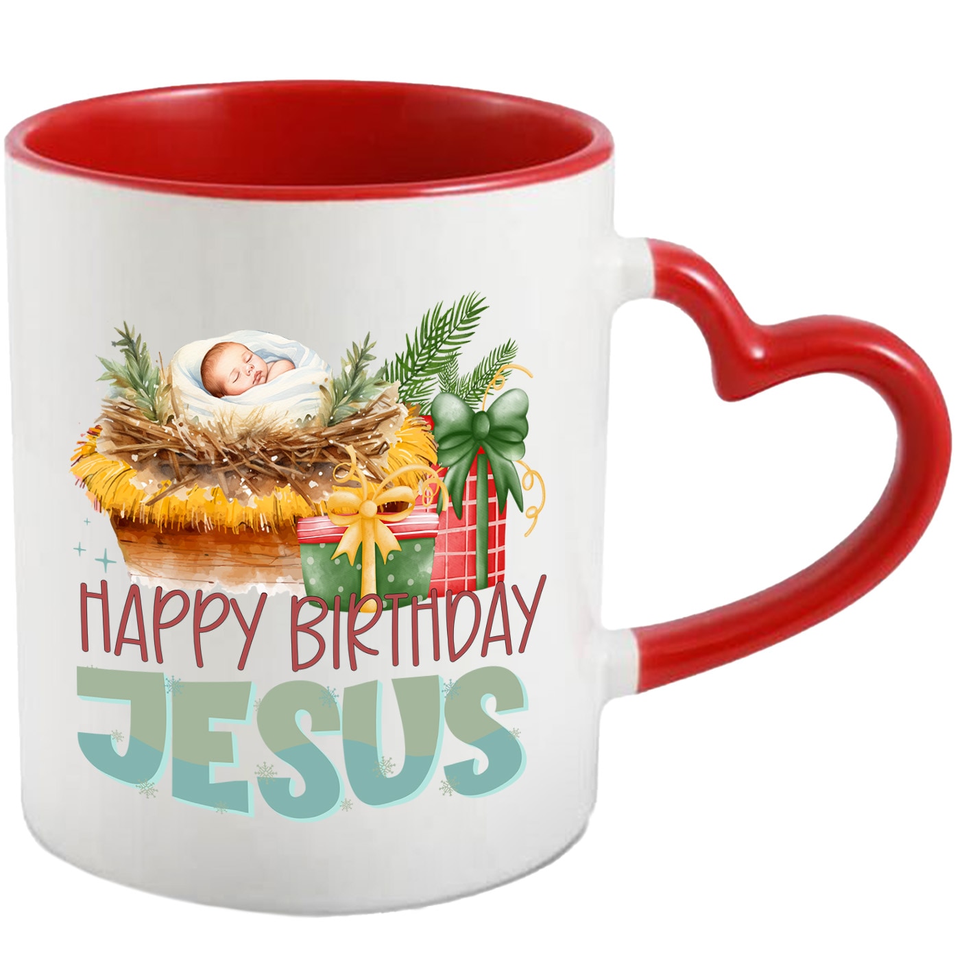 Cana cu scena Nasterii Domnului cu mesajul "Happy Birthday, Jesus ...
